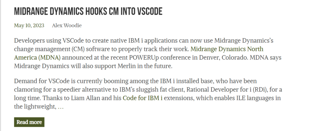 VS Code Integration - Midrange Dynamics North America